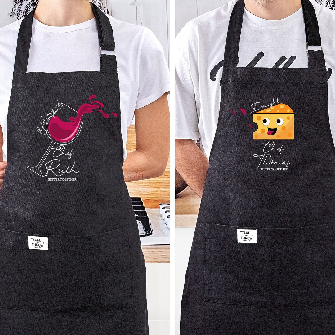Personalised Christmas Gift Wine Cheese Matching Funny Apron for ...