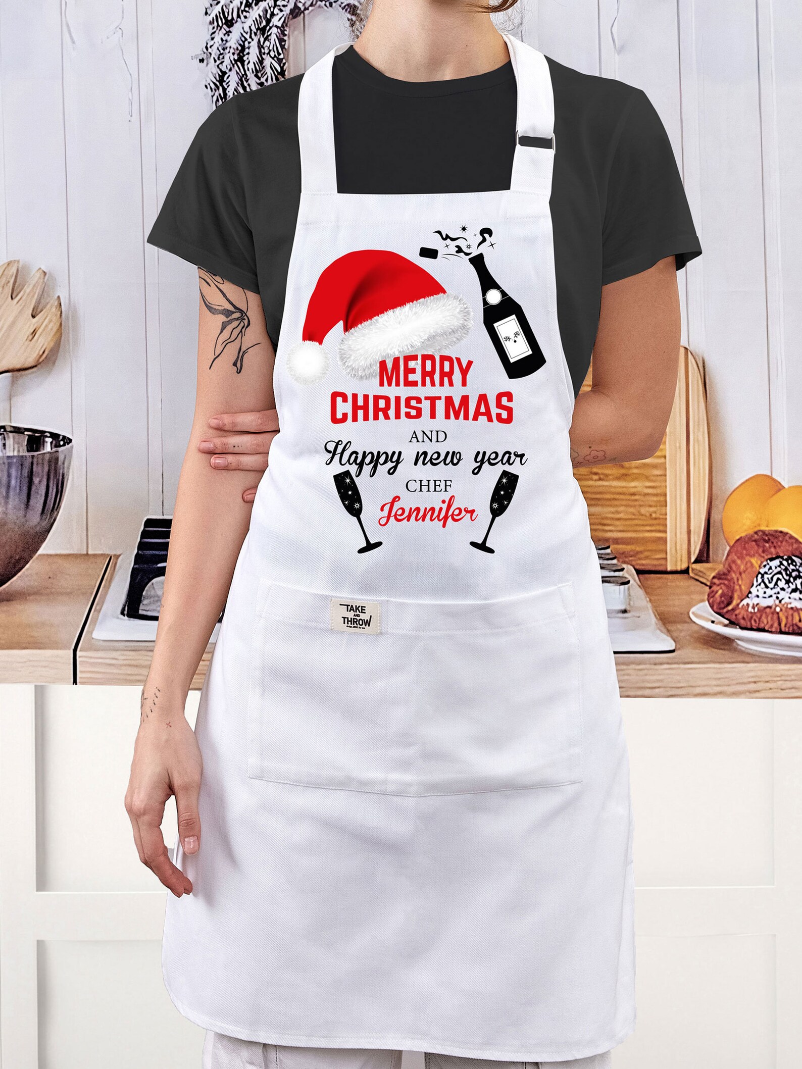 Merry Christmas Personalized Cotton Apron Christmas Customized Kitchen ...