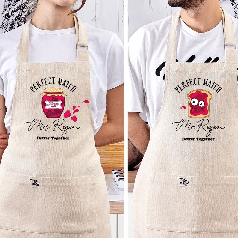 Custom Chef Apron Set Matching Aprons for Couples Perfect Valentine's ...