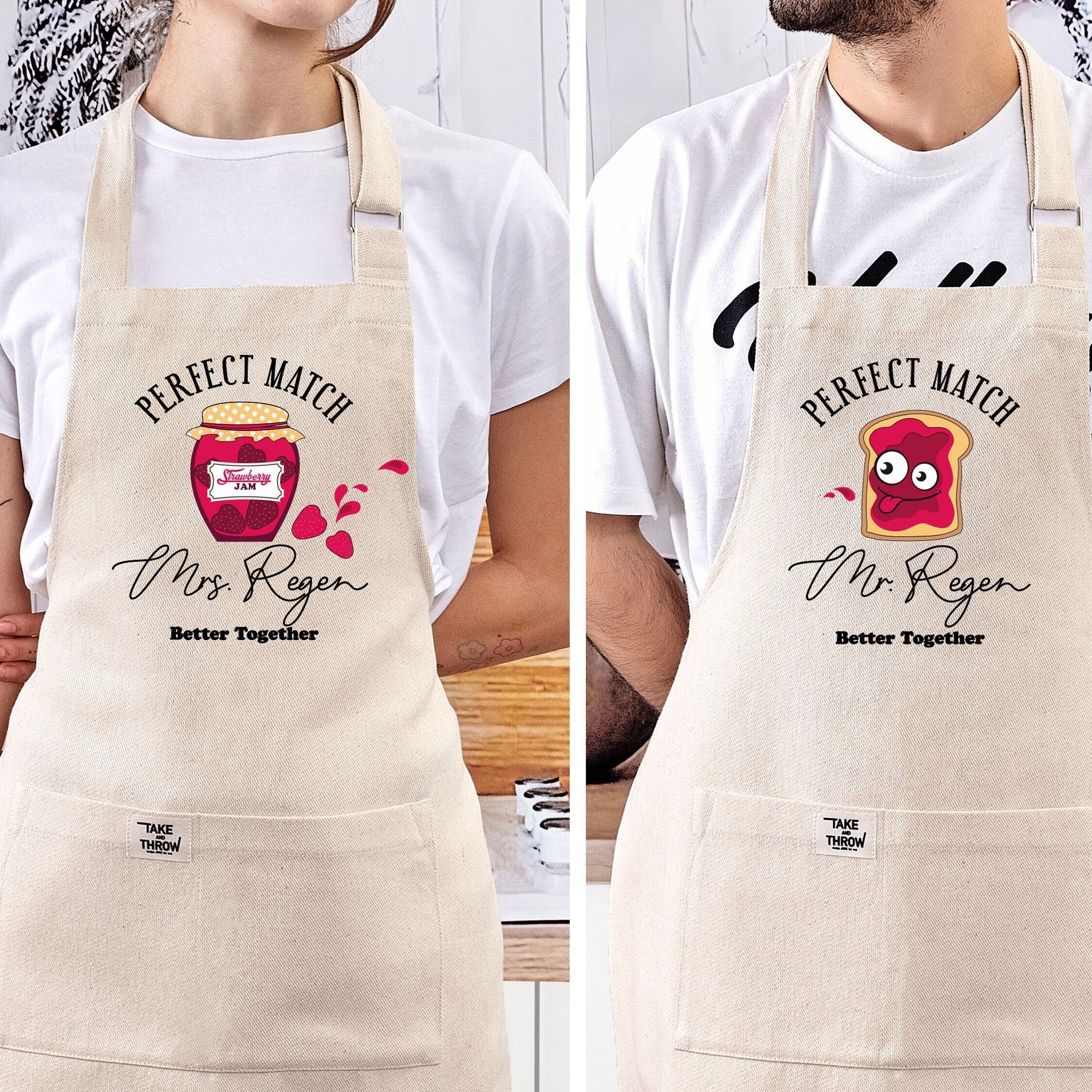 Custom Chef Apron Set Matching Aprons for Couples Perfect Valentine's ...