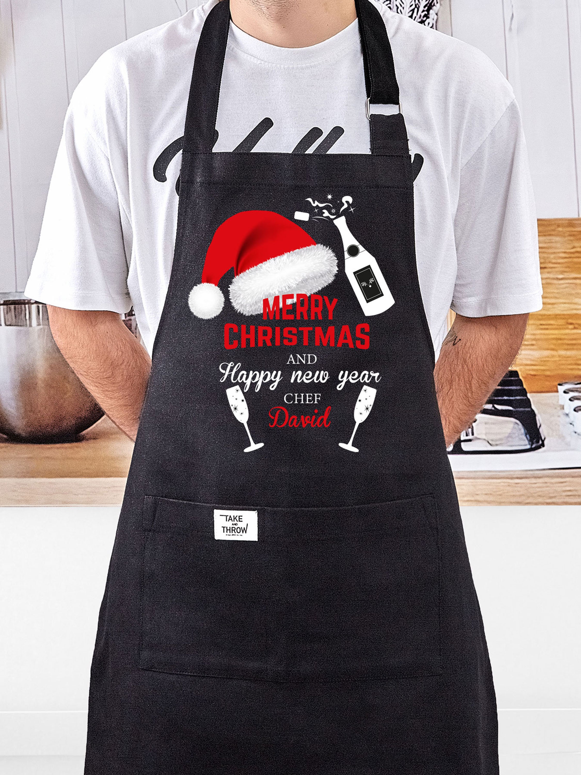 Merry Christmas Personalized Cotton Apron Christmas Customized Kitchen ...