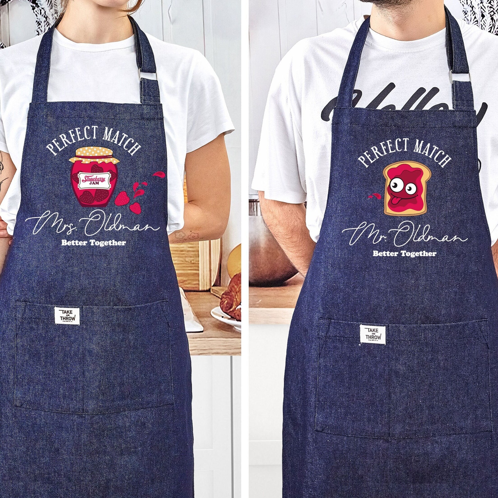 Custom Chef Apron Set Matching Aprons for Couples Perfect Valentine's ...