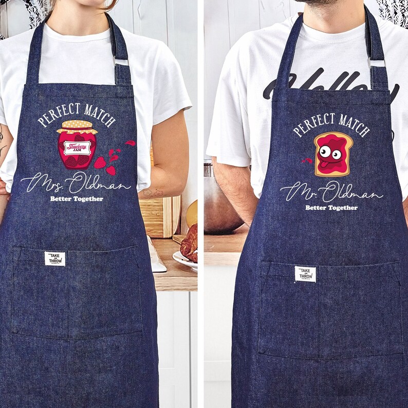Custom Chef Apron Set Matching Aprons for Couples Perfect Valentine's ...