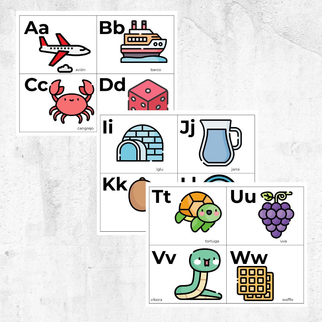 Tarjetas del abecedario Español Abecedario Lectoescritura - Etsy España