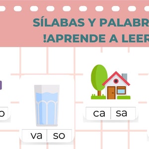 Sílabas y palabras Aprender a Leer, Español, Imprimible Educativo para ...