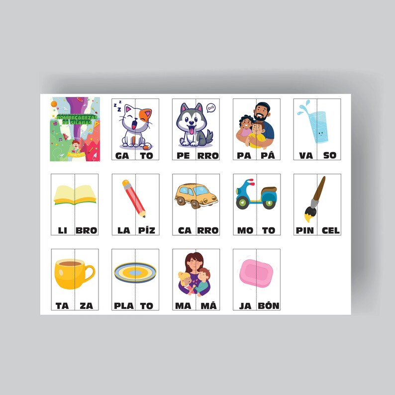 Rompecabezas de sílabas para preescolar Más de 10 hojas de material ...