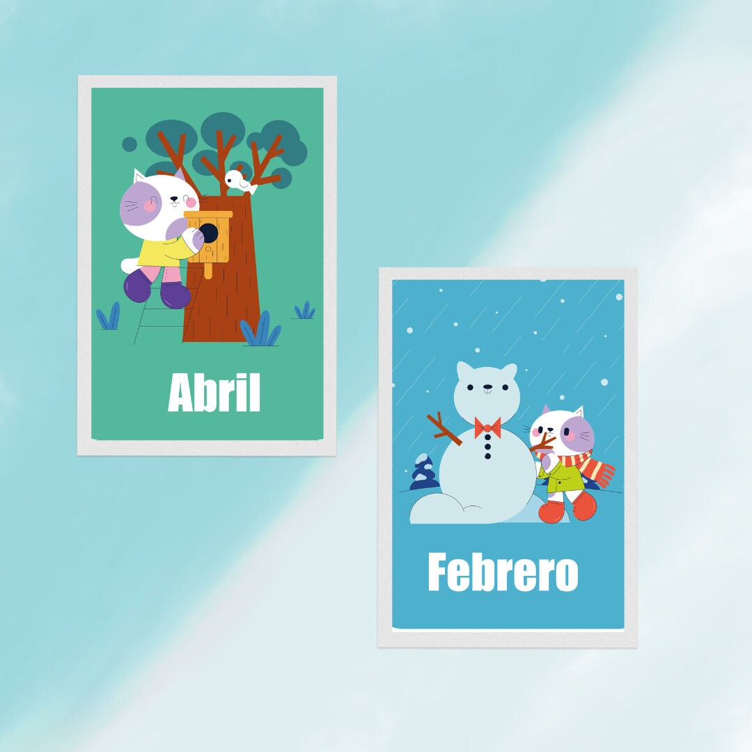 Tarjetas estaciones del año, Tarjetas meses del año, Tarjetas ...