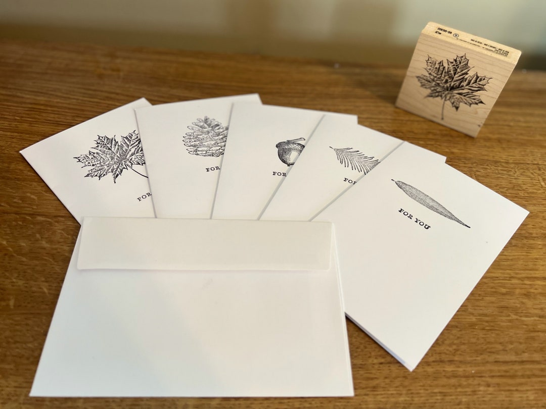 Tree Leaf and Pine Themed Greeting Card Collection 5 Hand - Etsy