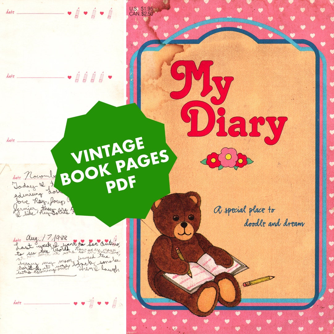 My Diary Book Pages 1986 - Vintage Paper PDF - Digital Product - Etsy