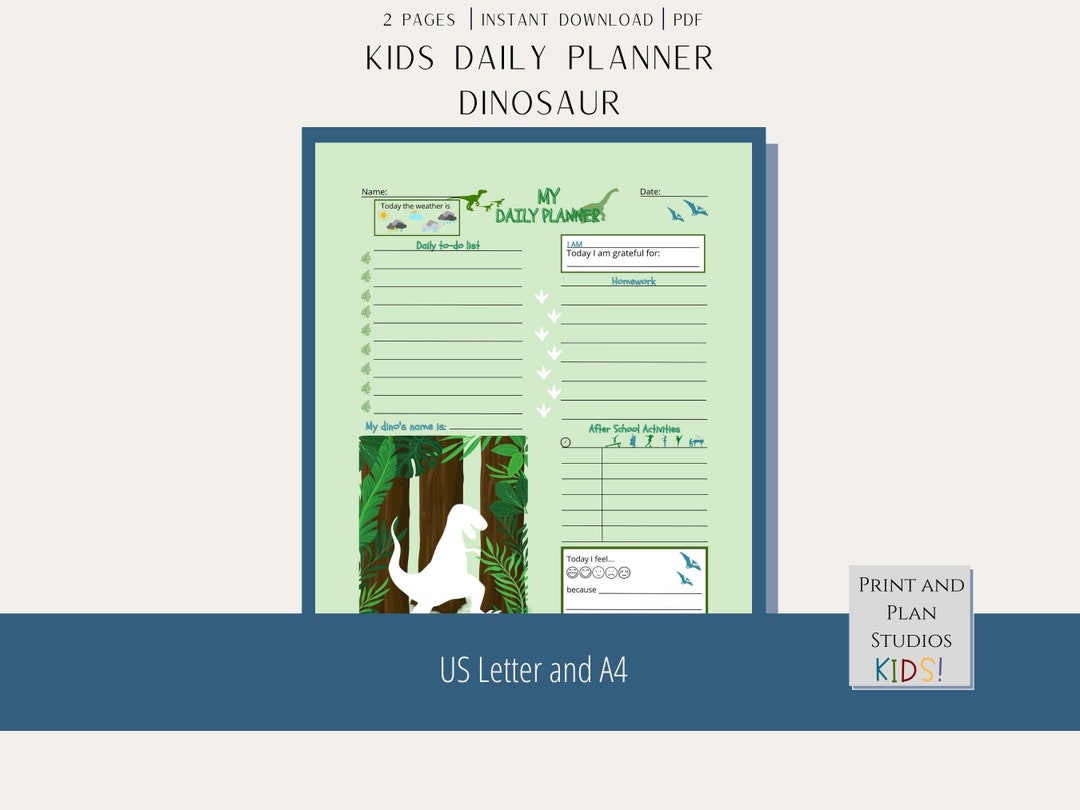Printable Kids Daily Planner Dino, Daily Kids Schedule, School ...