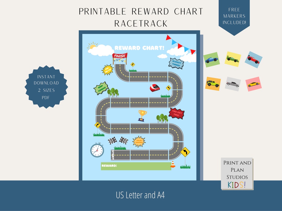 Printable Behavior Chart Racetrack Reward Chart Chore Chart - Etsy