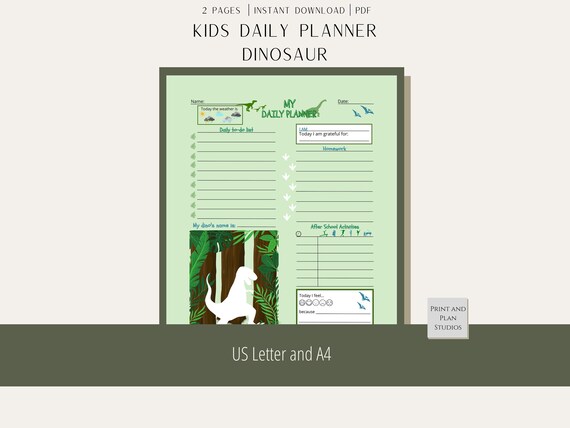 Printable Kids Daily Planner Dino Daily Kids Schedule School - Etsy ...