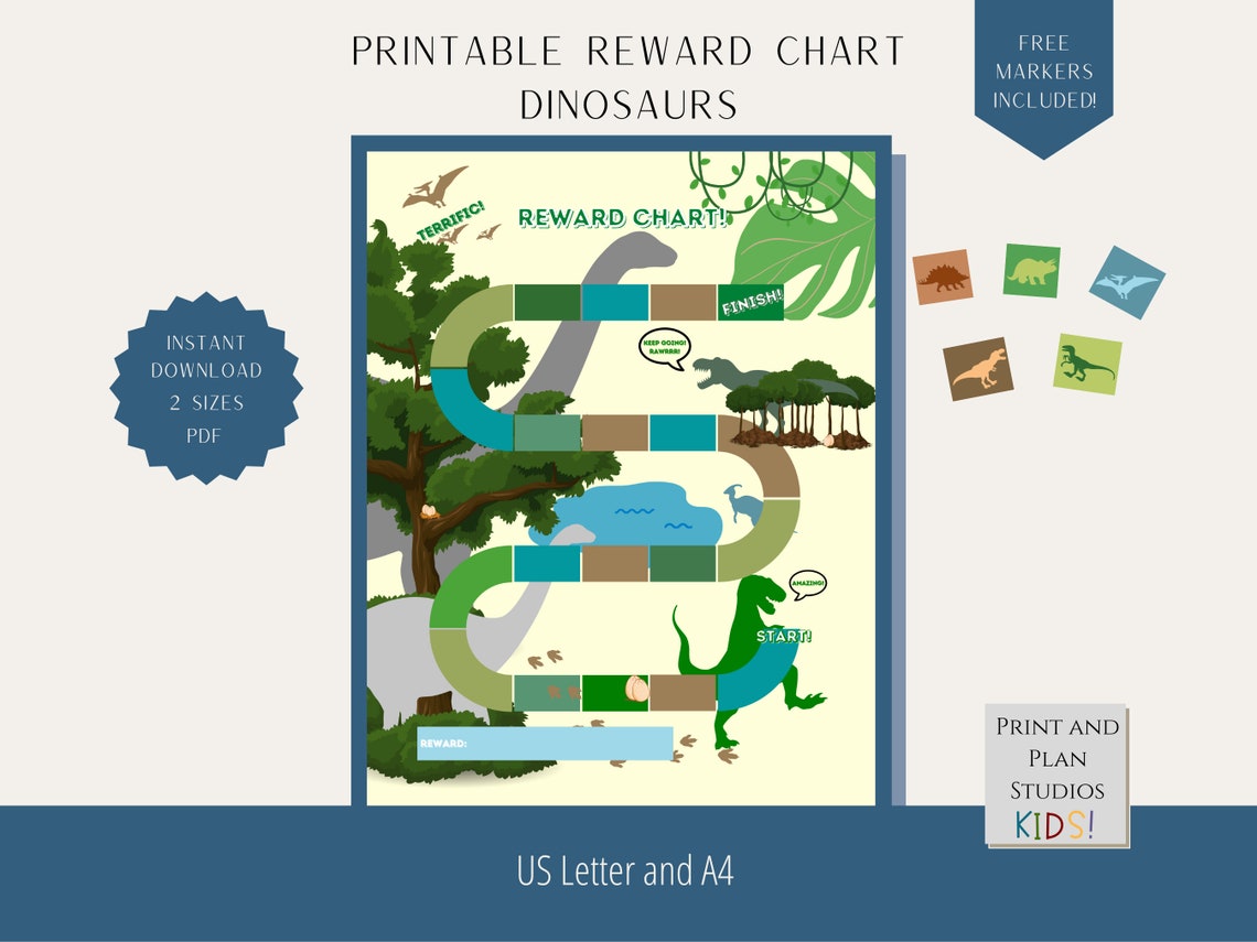 Printable Behavior Chart, Dinosaurs Reward Chart, Chore Chart, Jurassic ...