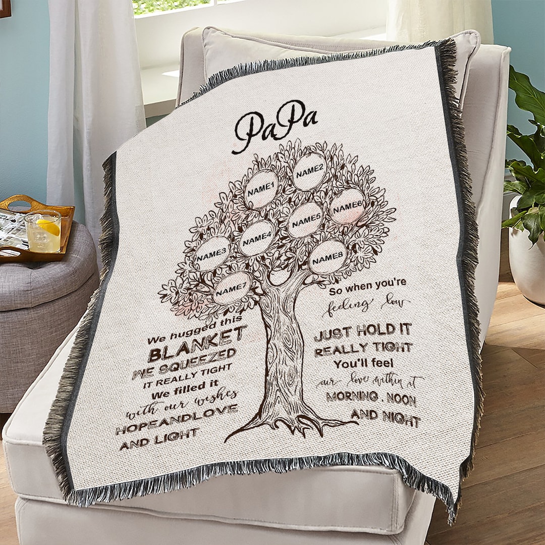1 to 8 Name Family Tree Blanket Anniversary Gift Custom Family Tree ...