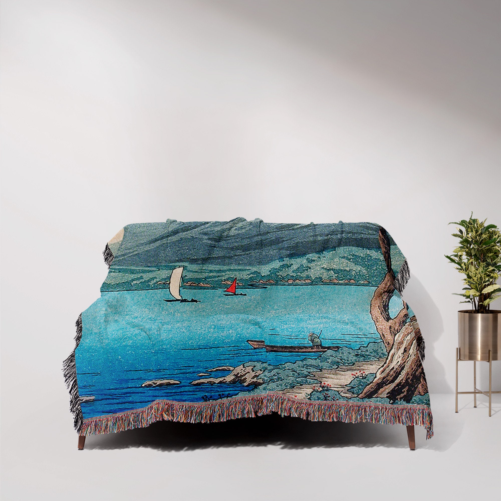 Famous Paintings Woven Throw, Mount Fuji From Lake Yamanaka Jacquard ...
