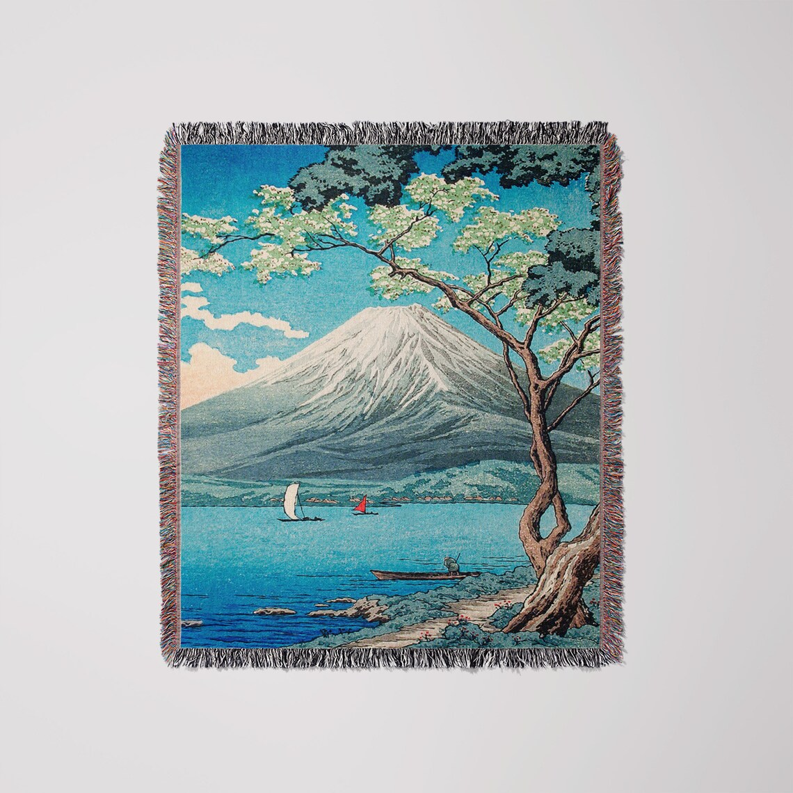 Famous Paintings Woven Throw, Mount Fuji From Lake Yamanaka Jacquard ...