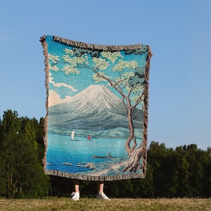 Famous Paintings Woven Throw, Mount Fuji From Lake Yamanaka Jacquard ...