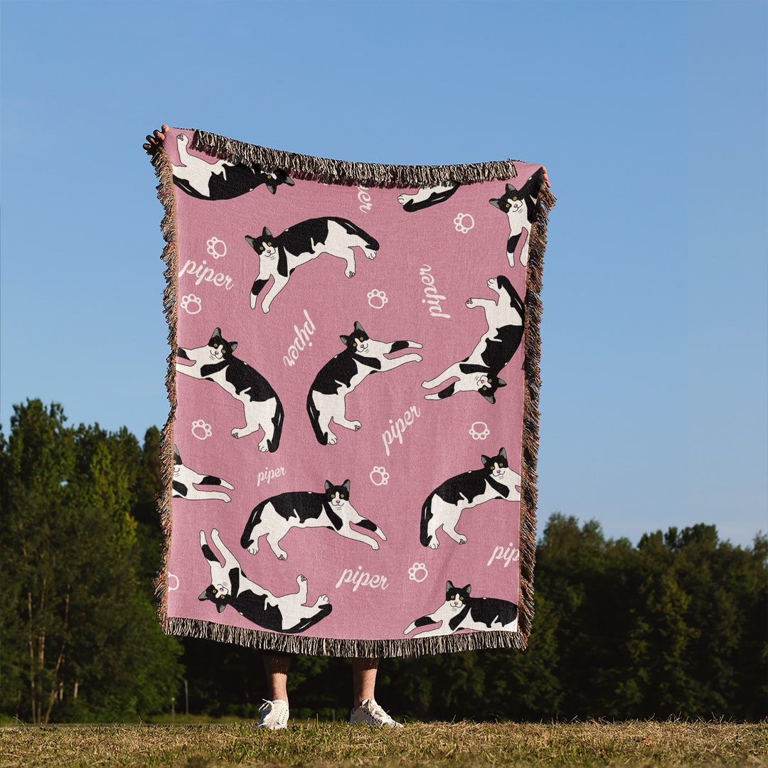 Pink Cat Woven Throw Blanket - Cute Pet Sofa Decor - Etsy