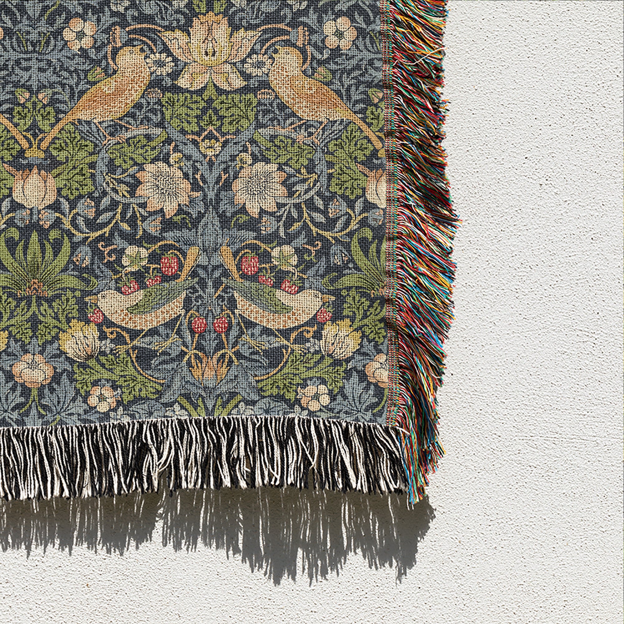 William Morris Style Woven Blanketstrawberry Thief Woven Throw ...