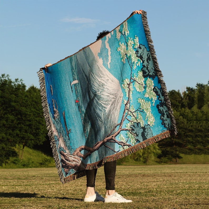 Famous Paintings Woven Throw, Mount Fuji From Lake Yamanaka Jacquard ...
