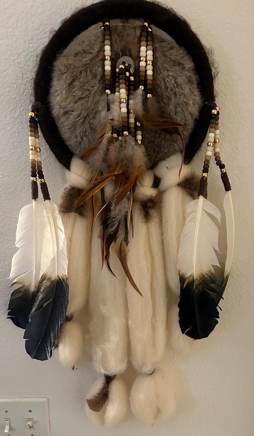 Vintage Native American Art Mandala Wool Dream Catcher With Makers Tag ...