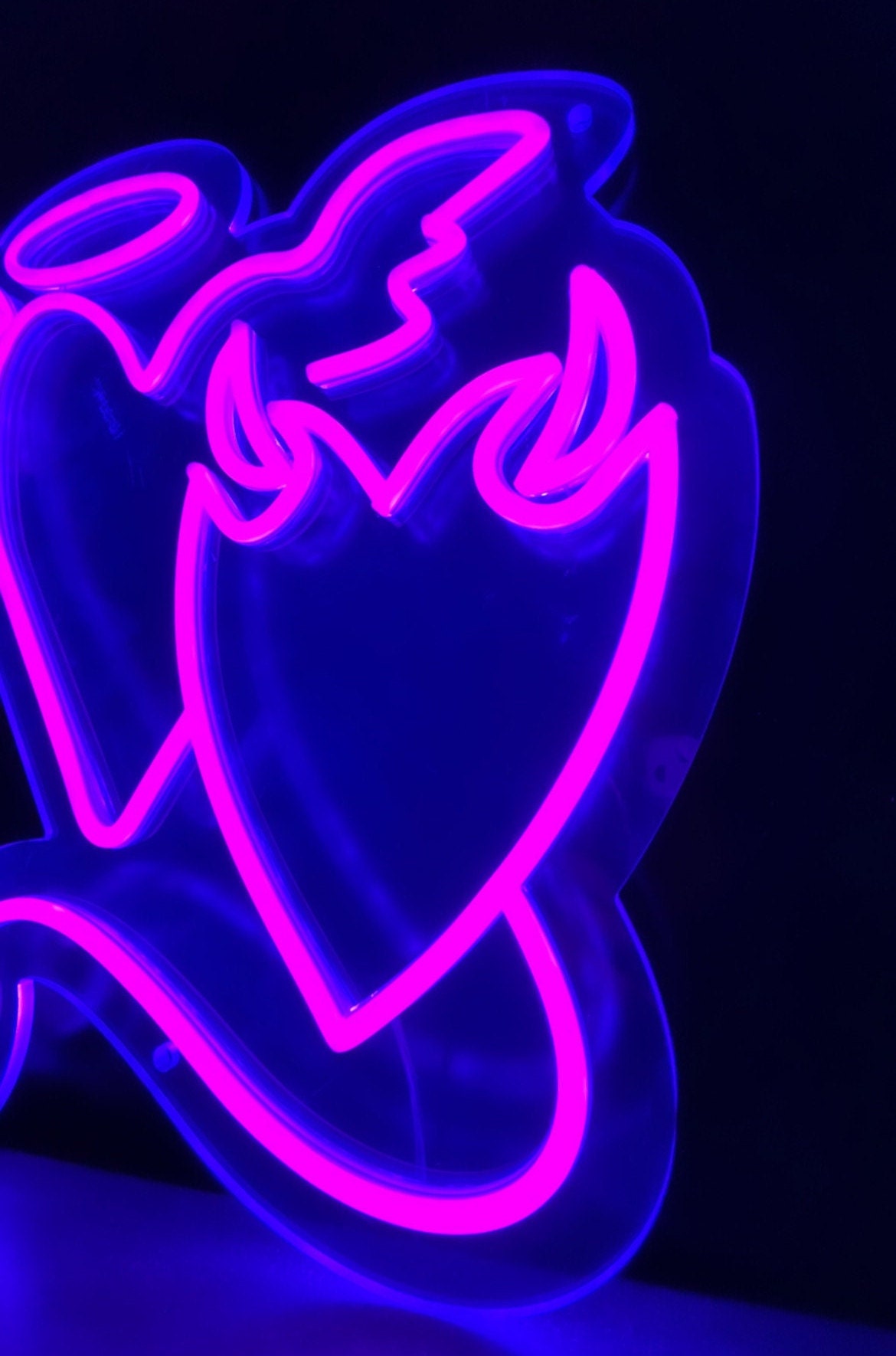 Angel Devil Hearts Glow, Angel Devil Neon Sign, Angel Neon Light, Devil ...