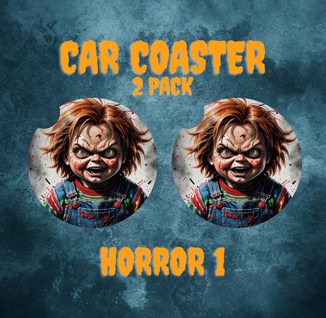 Horror-themed Car Coasters 2-pack Scary Movie Characters, Absorbent Car ...