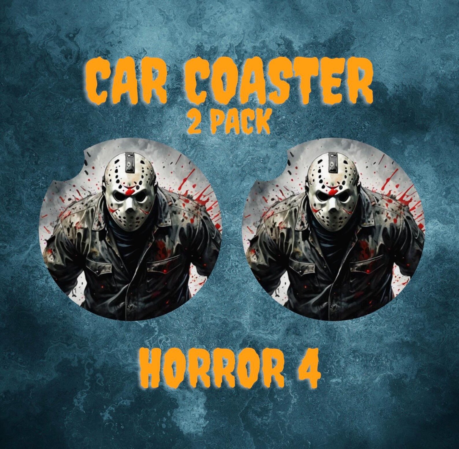 Horror-themed Car Coasters 2-pack Scary Movie Characters, Absorbent Car ...