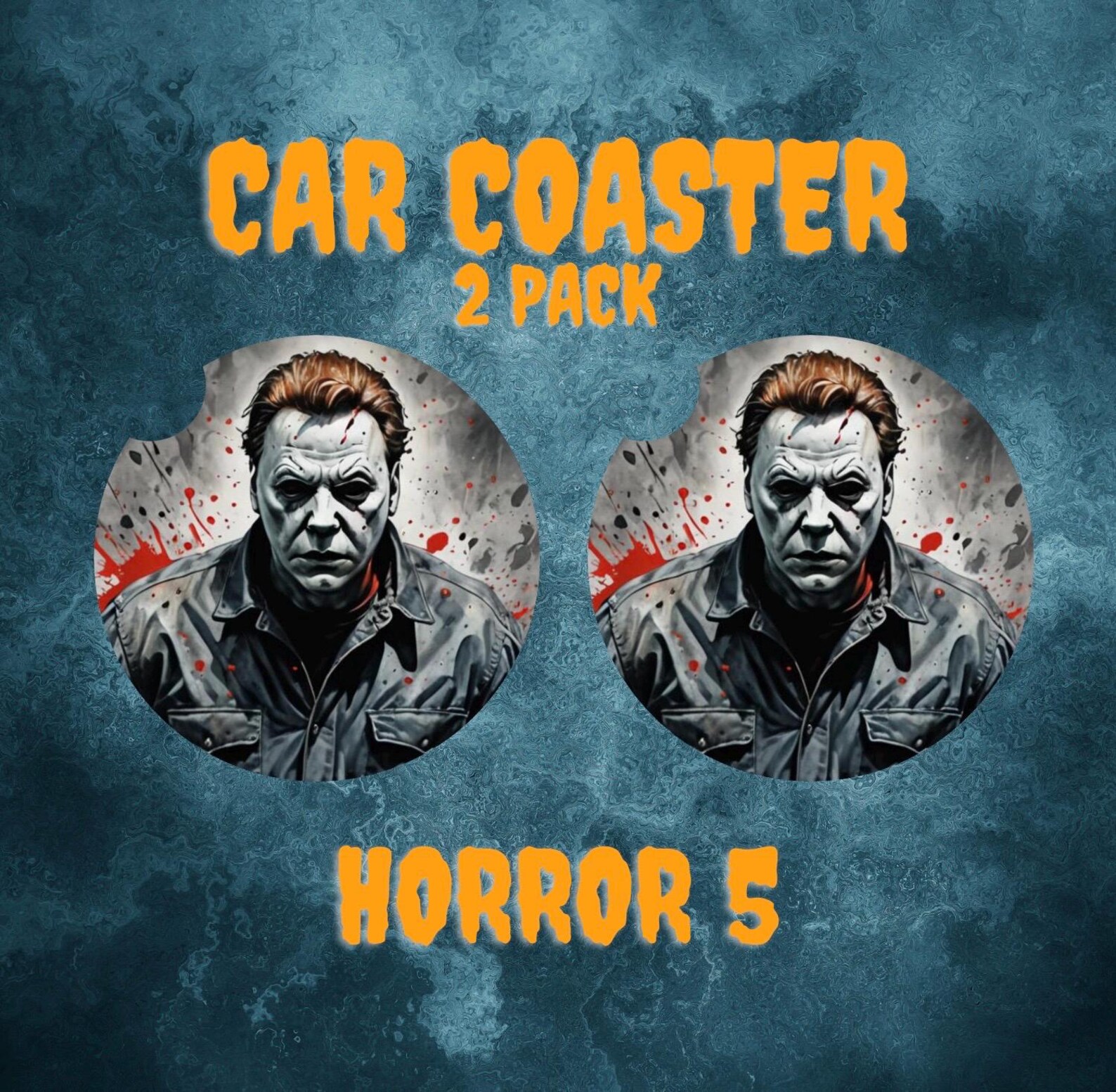 Horror-themed Car Coasters 2-pack Scary Movie Characters, Absorbent Car ...