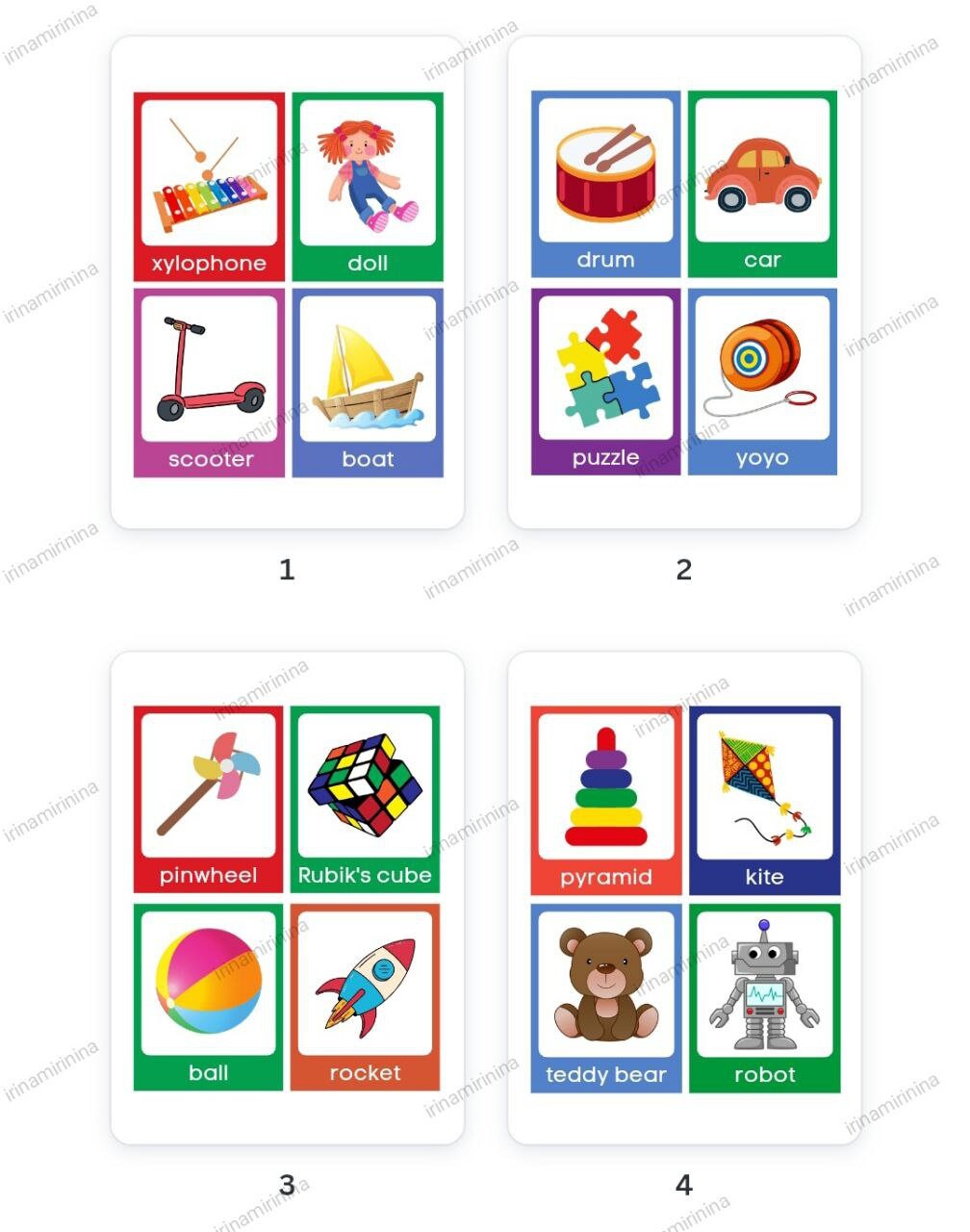 16 Digital Word Flashcards, Instant Download Educational Materials ...