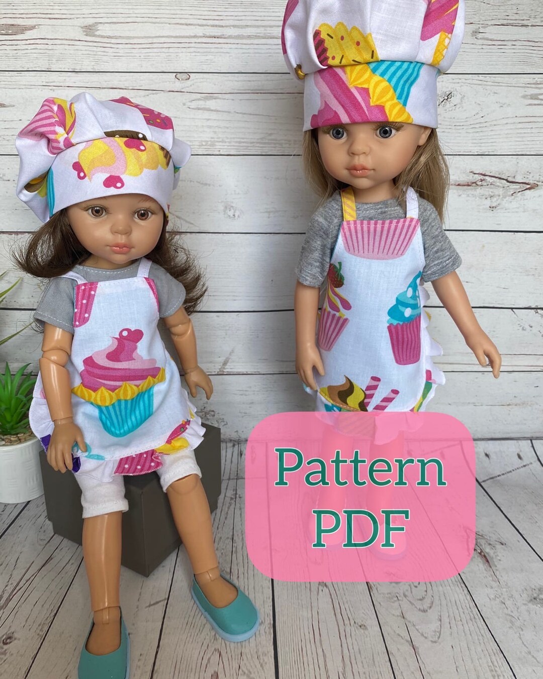 PDF Pattern Apron and Chef's Hat Pattern for 13 Dolls for Paola Reina ...