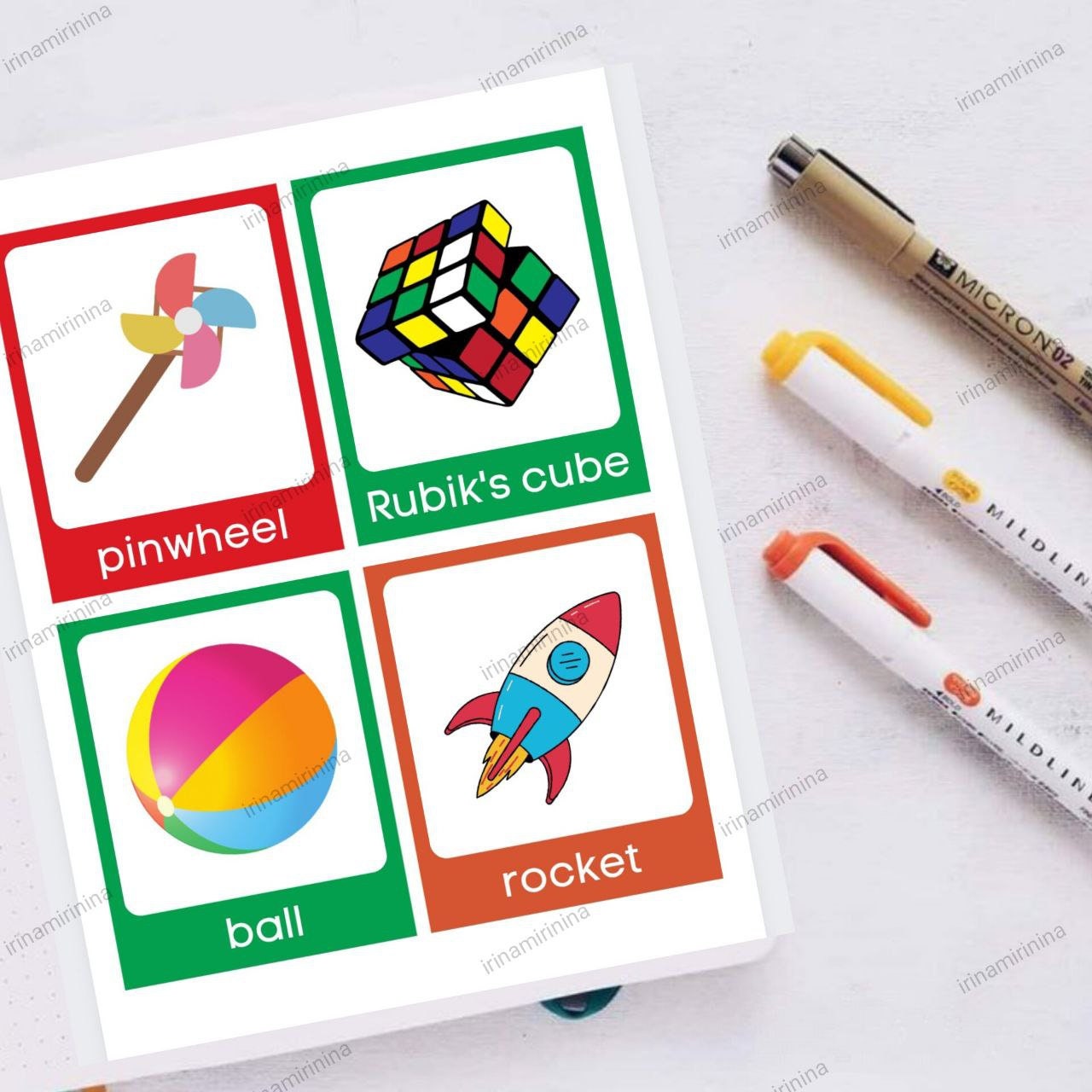 16 Digital Word Flashcards, Instant Download Educational Materials ...