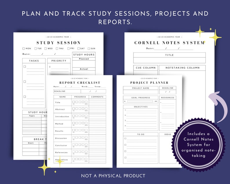 Student Planner Printable Set - Academic Planner A4, College Student ...