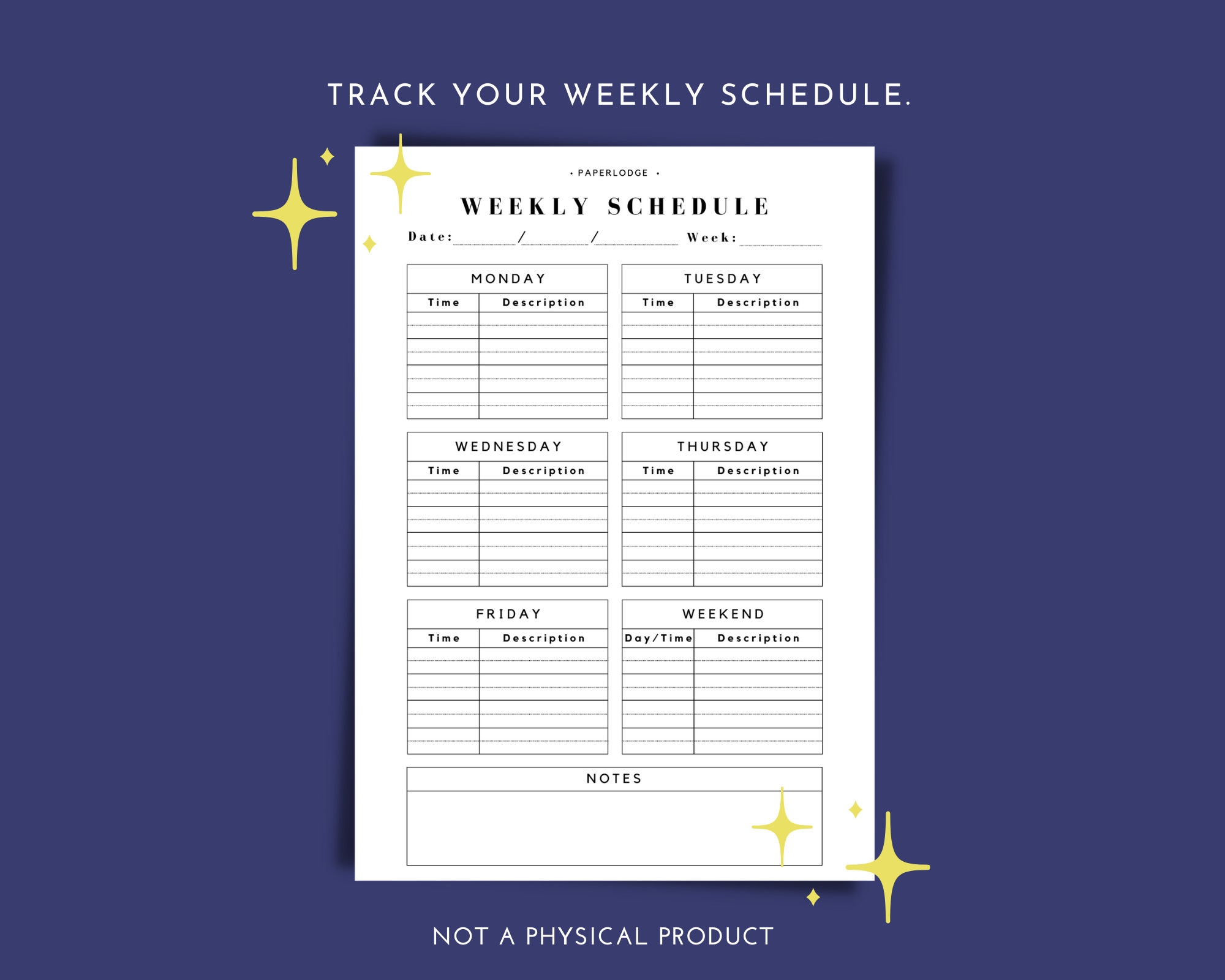 Schedule Tracker Printable Set Weekly Schedule, Daily Schedule ...
