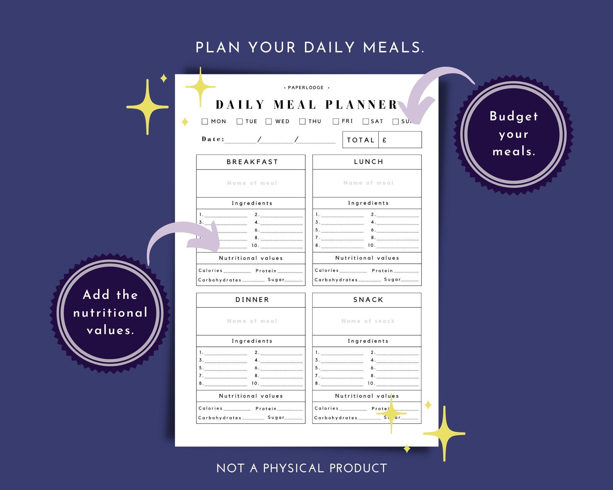 Health Tracker Printable Set Workout Log, Workout Plan, Meal Planner ...