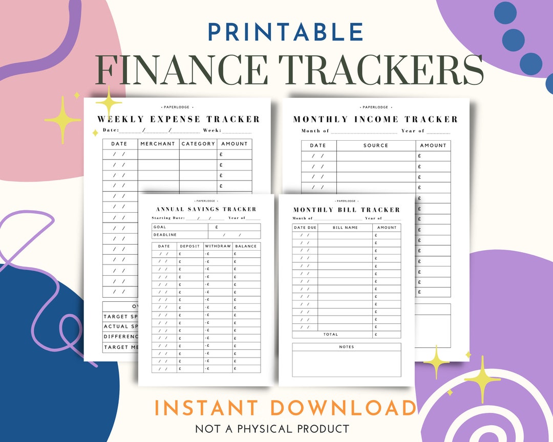 Financial Planner Printable Set - Savings Tracker, Monthly Bill Tracker ...