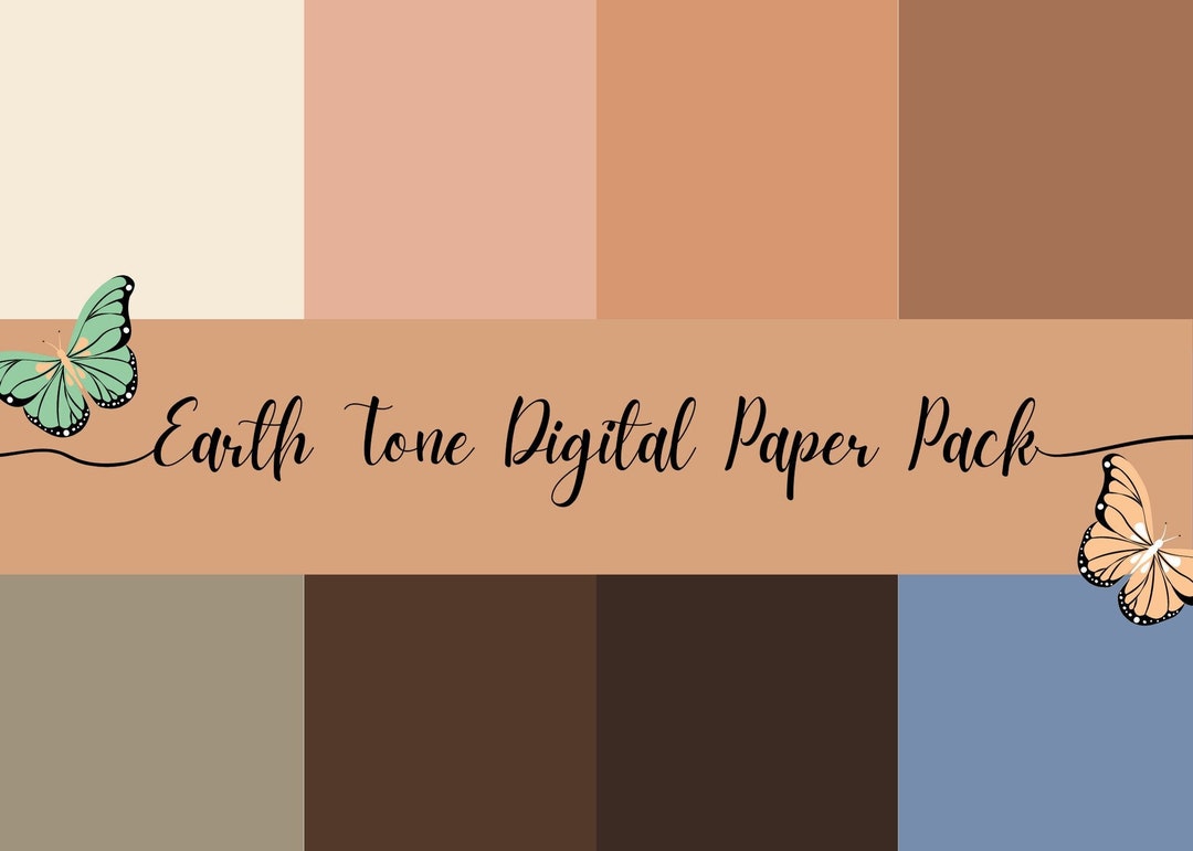 Earth Tones - Digital Paper Pack / 8pcs / Solid Color Paper / Digital ...