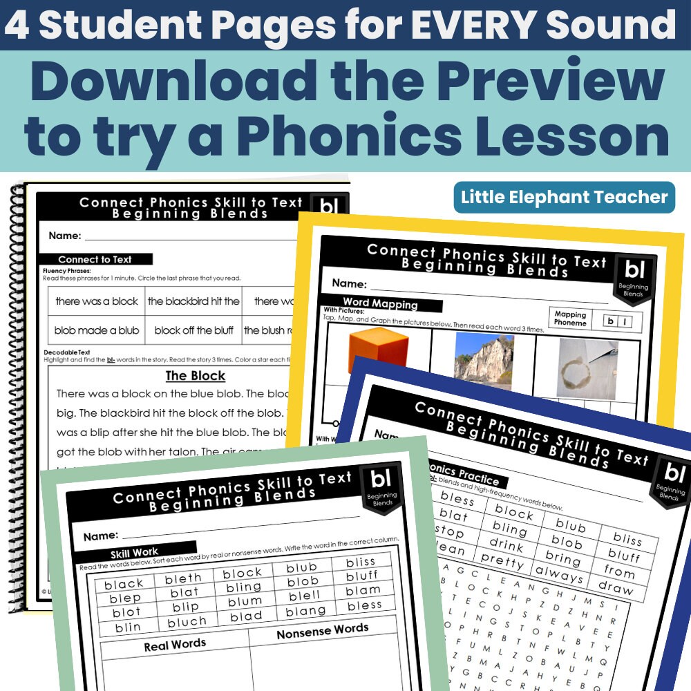 Teacher Curriculum Beginning Consonant Blends Phonics Printable ...