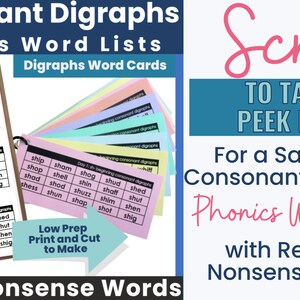 Phonics Digraph Word Lists Phonics Printable Cards Phonics Word Lists ...