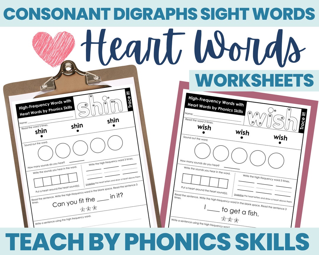 Digraphs Sight Word Worksheets and Practice | Science of Reading Heart ...