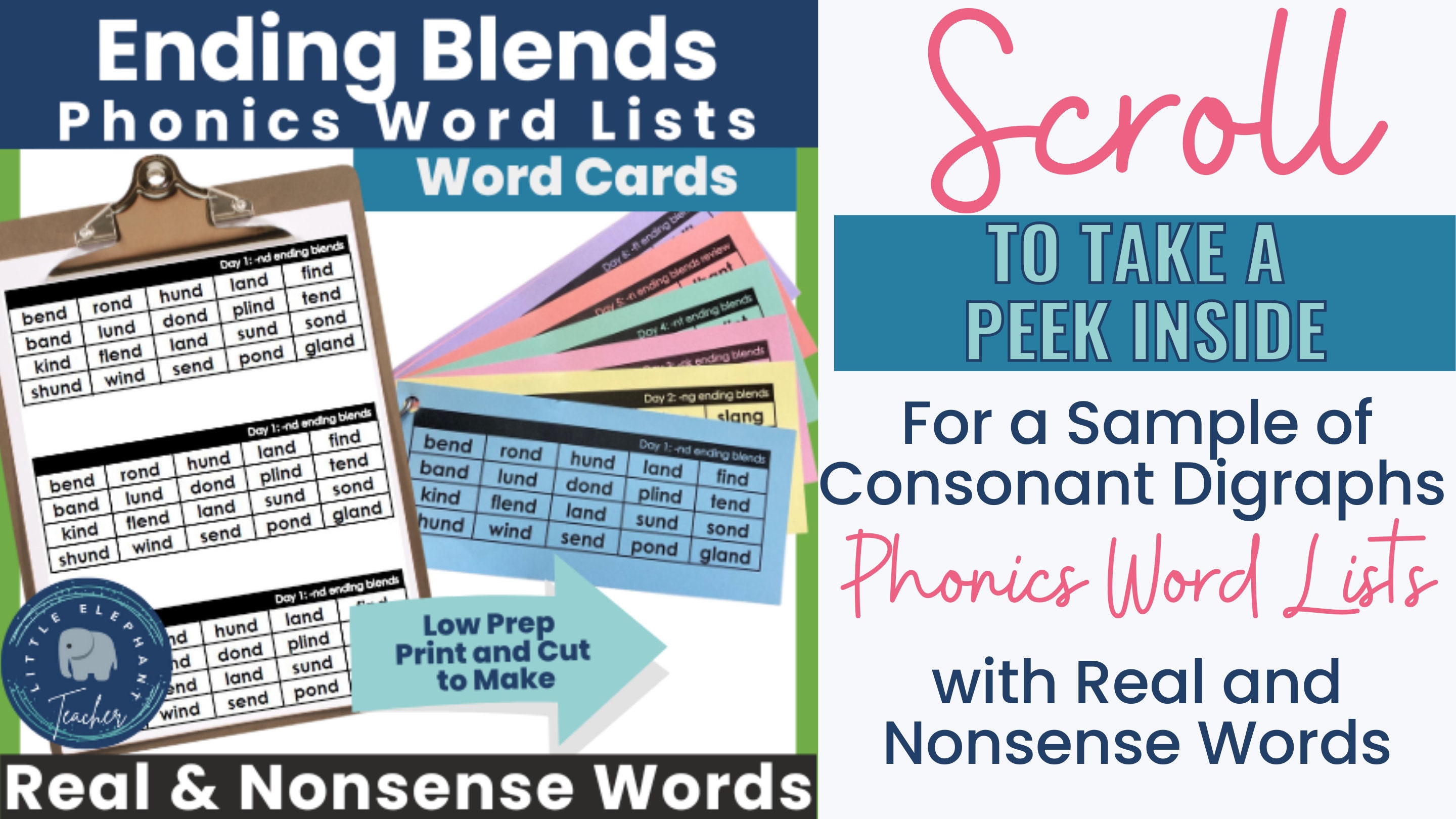 Phonics Word Cards Ending Blend - Phonics Printable - Phonics Word ...