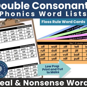 Phonics Printable Cards - Floss Rule Double Consonants Phonics Word ...