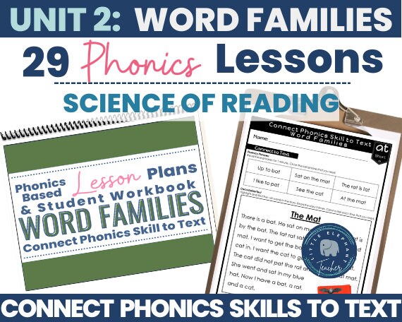 Reading Curriculum - Word Families Short Vowel CVC Words Phonics ...