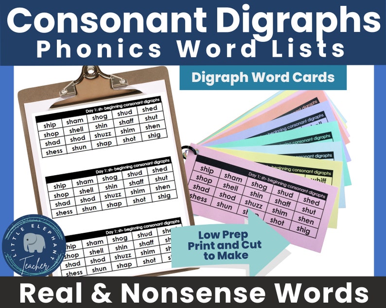 Phonics Digraph Word Lists Phonics Printable Cards Phonics Word Lists ...