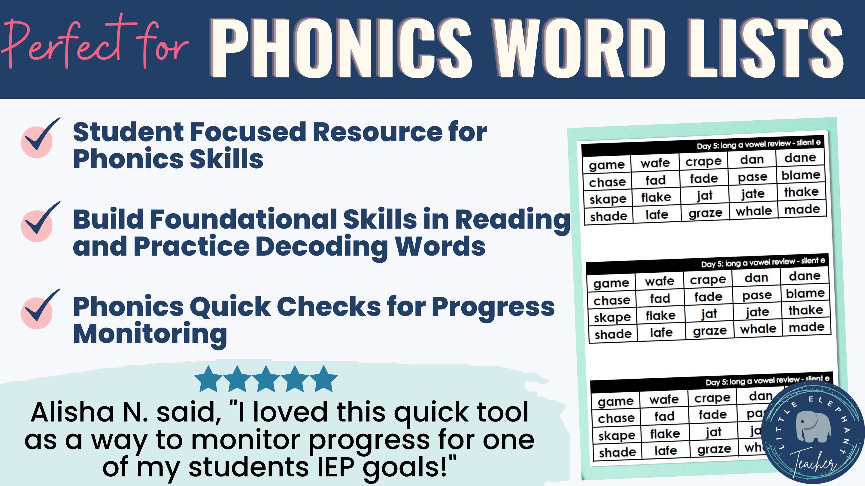 Magic E Long Vowel Words - Phonics Printable Cards - Phonics Word Lists ...