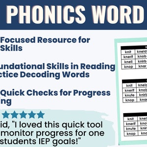 Phonics Word Lists Phonics Printable Cards for Real and Nonsense Words ...