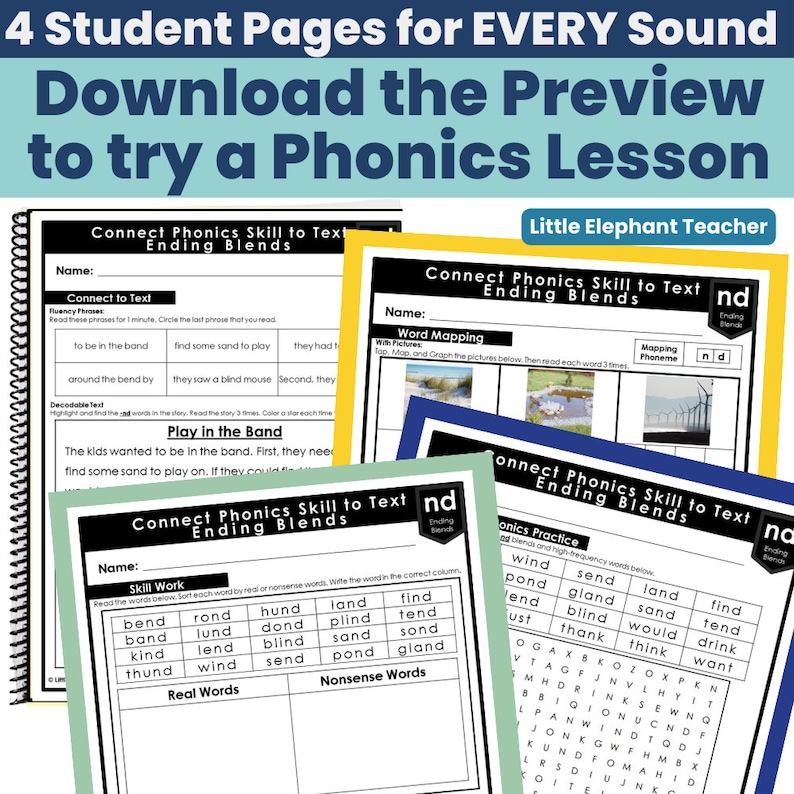 Teacher Curriculum - Ending Consonant Blends Phonics Printable ...
