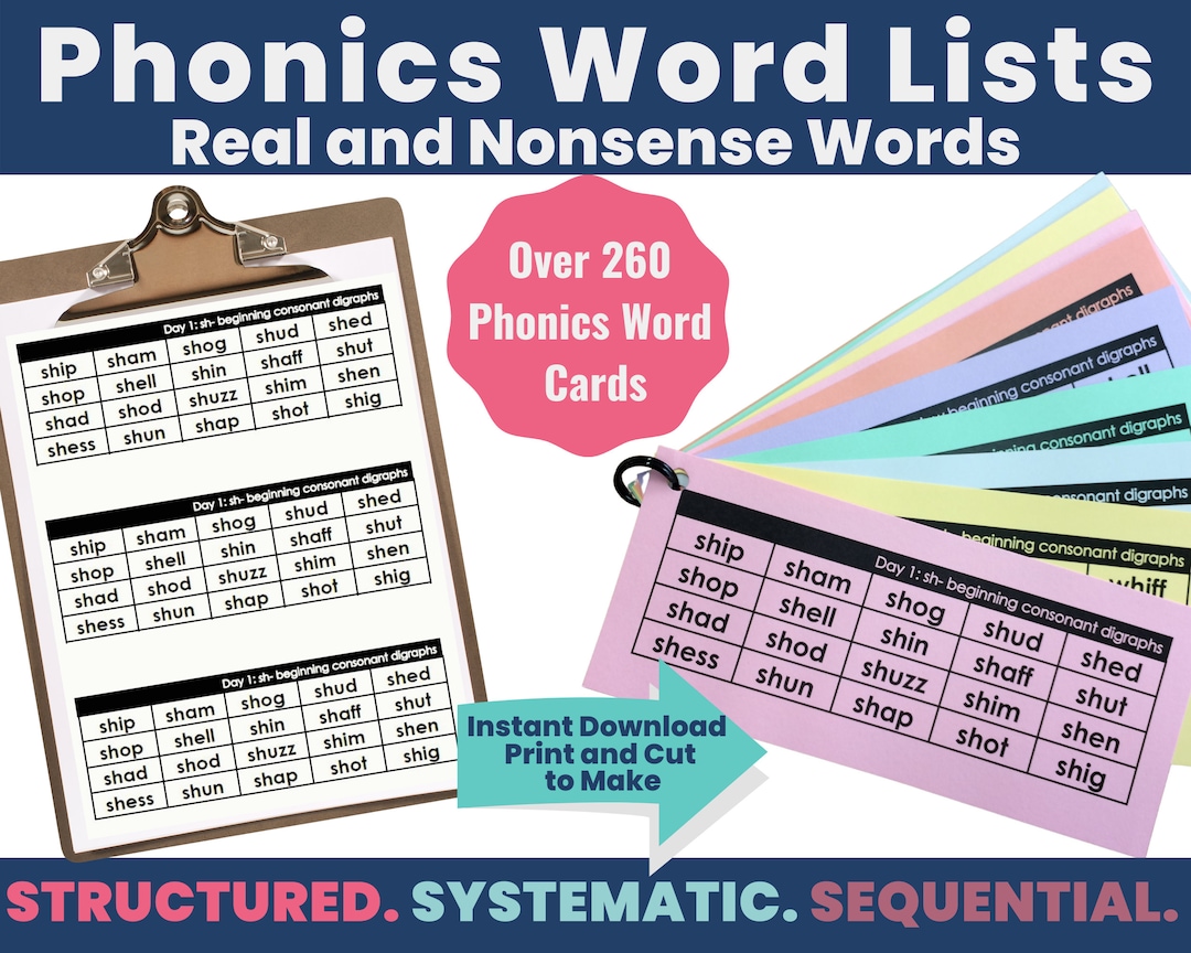 Phonics Printable Word Cards | Homeschool Printables | Word Lists With ...