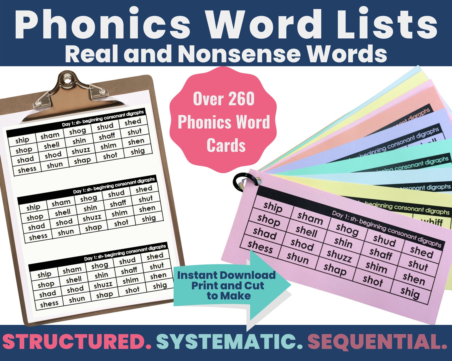 Phonics Printable Word Cards | Homeschool Printables | Word Lists With ...