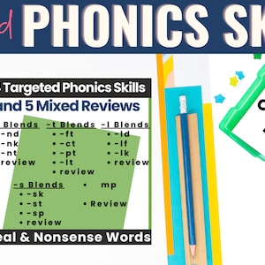Phonics Word Cards Ending Blend - Phonics Printable - Phonics Word Lists Real and Nonsense Words ...